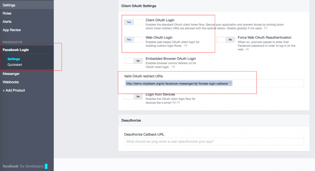 Messenger Sender redirect - Ninja Team