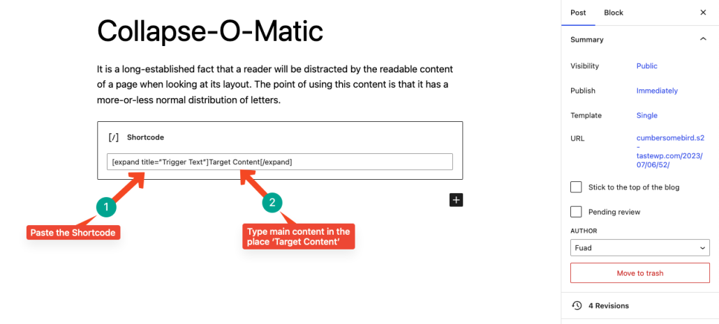 How To Add A Collapsible/Expandable Text Area In WordPress - Ninja Team